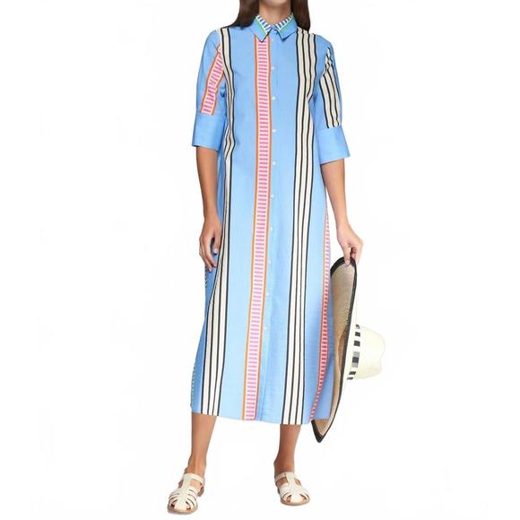 Vilagallo | Dresses | New Vilagallo Izzy Stripe Midi Dress In Blue ...